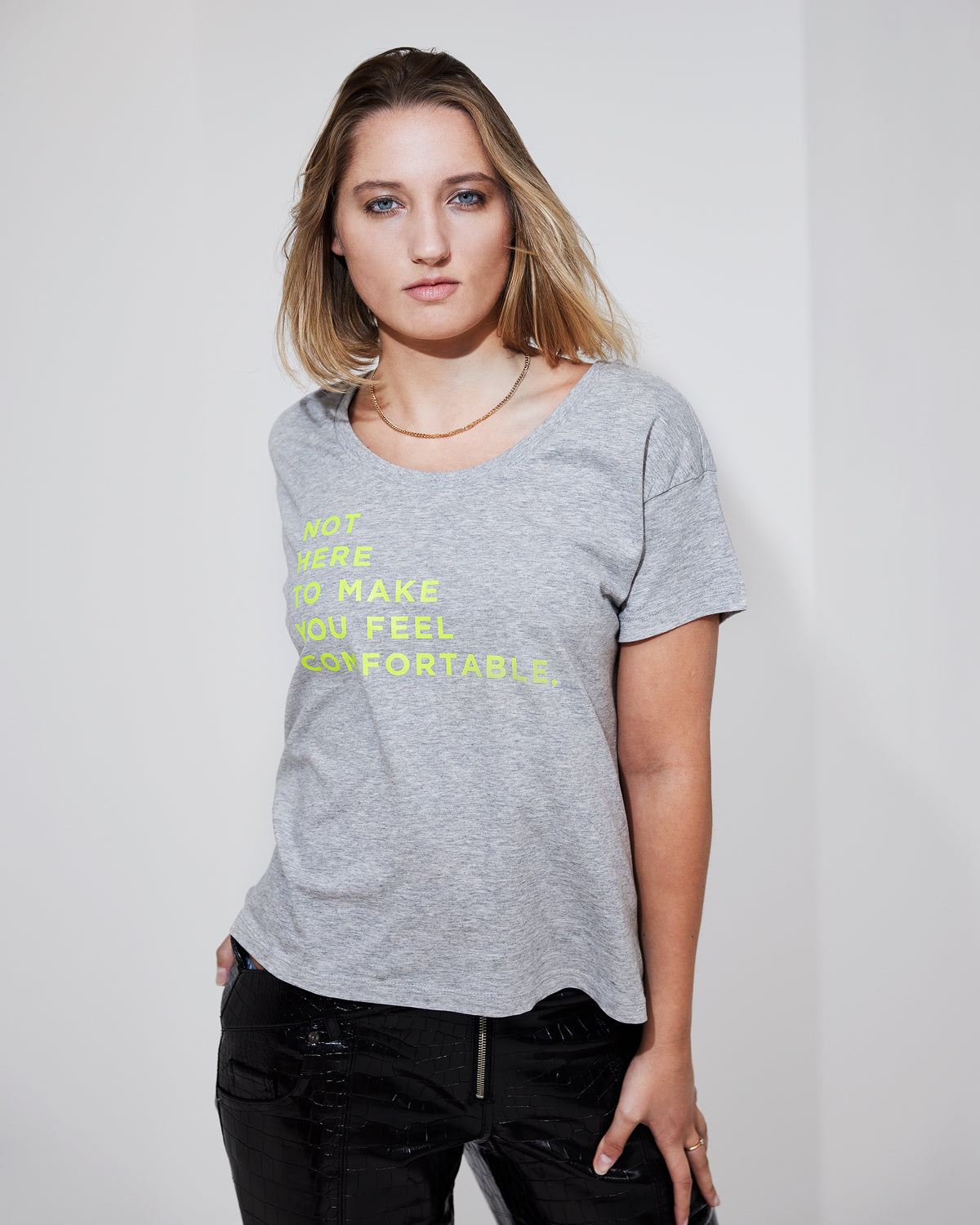 THE T | grey // neon yellow | FRONT PRINT – UNIQUITY.me